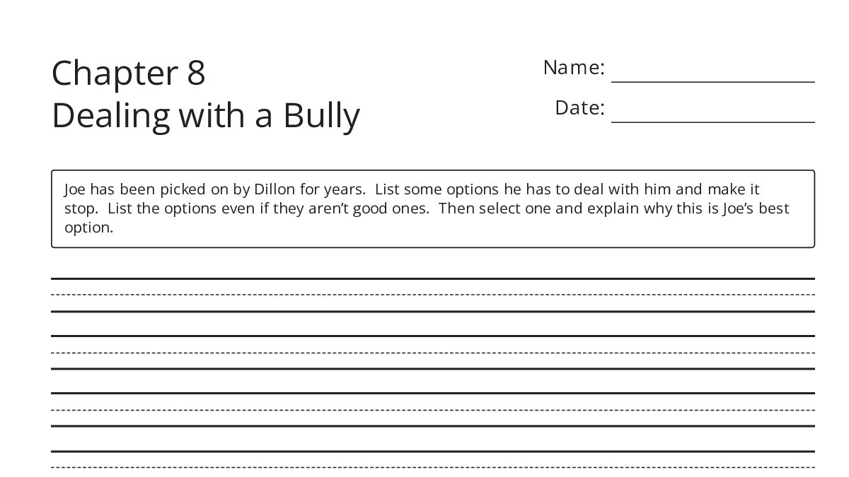 Chapter 8 Dealing with a Bully - My Worksheet Maker: Create Your Own ...