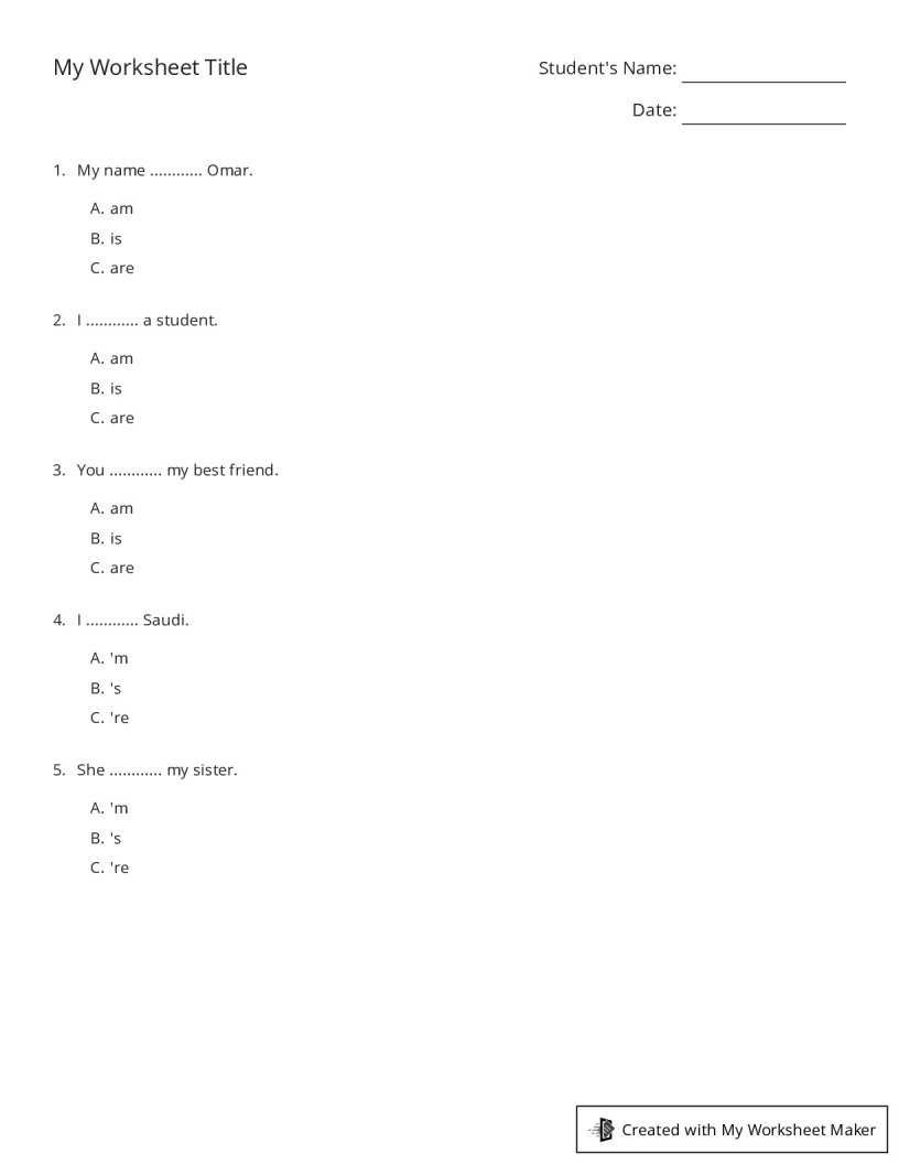 My Worksheet Title - My Worksheet Maker: Create Your Own Worksheets