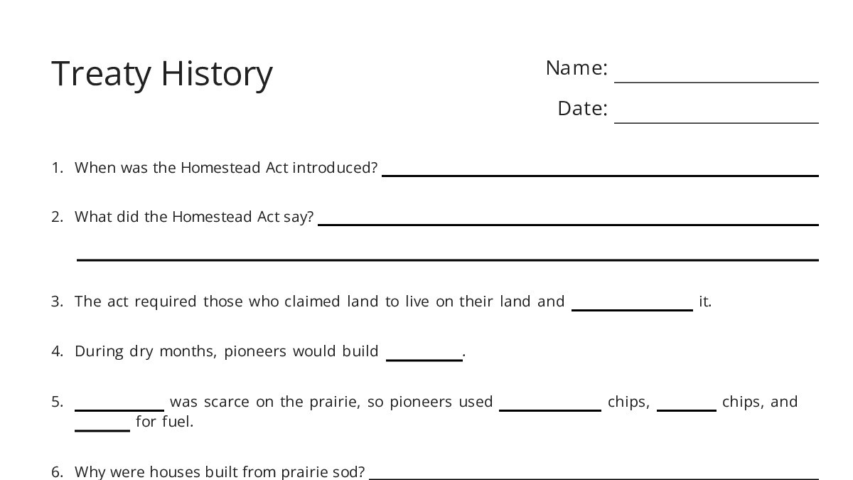 Treaty History - My Worksheet Maker: Create Your Own Worksheets