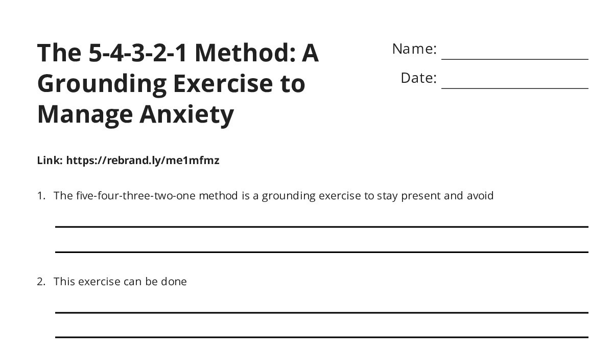 The 5 4 3 2 1 Method A Grounding Exercise To Manage Anxiety My