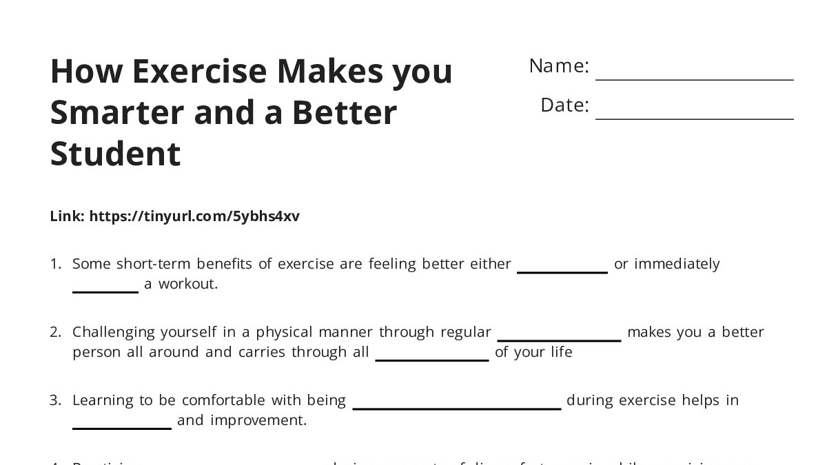 How Exercise Makes you Smarter and a Better Student - My Worksheet ...
