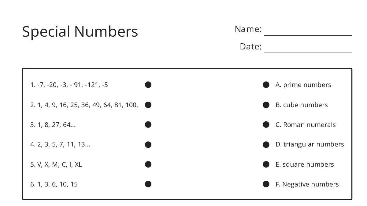 Special Numbers - My Worksheet Maker: Create Your Own Worksheets
