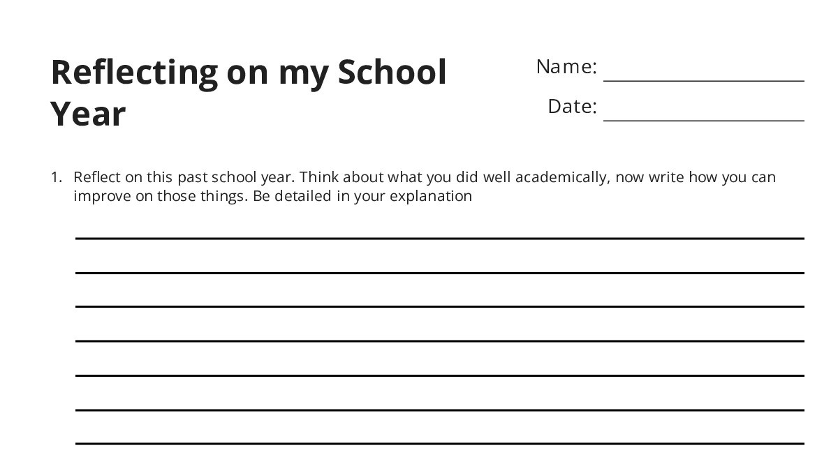 Reflecting on my School Year - My Worksheet Maker: Create Your Own ...