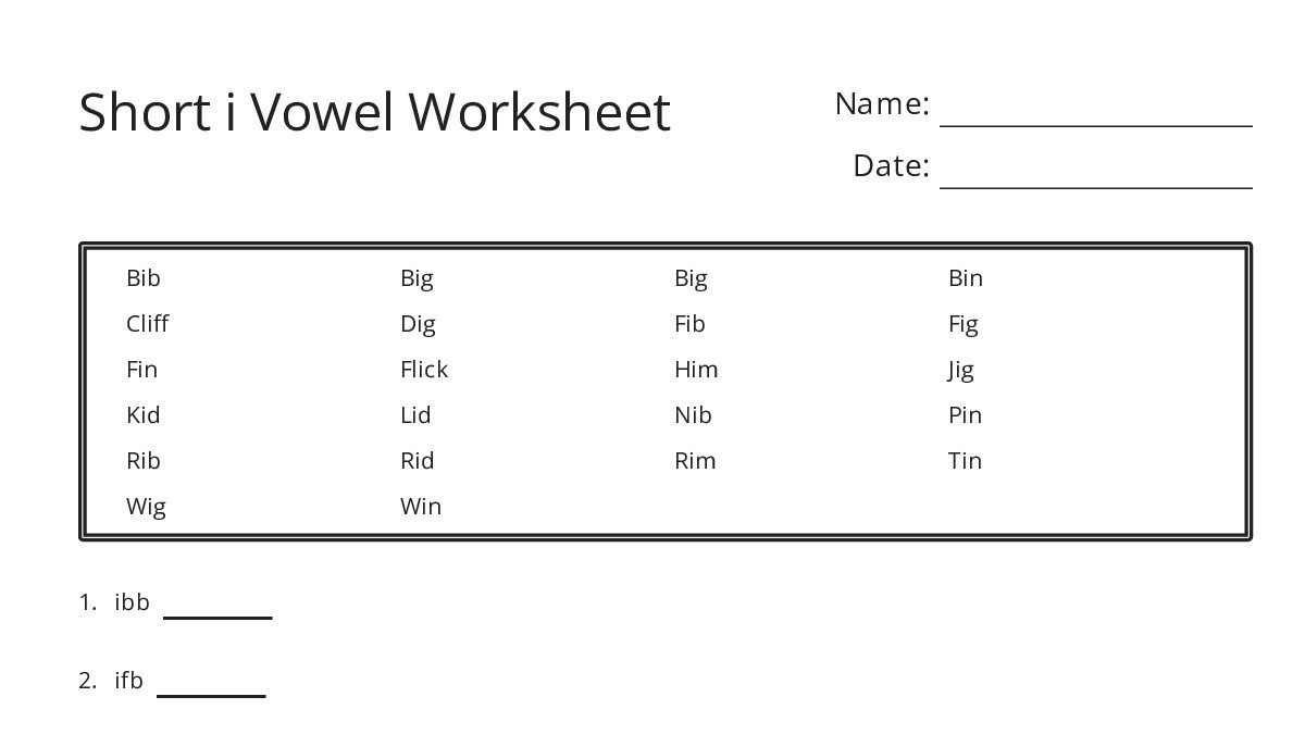 Short i Vowel Worksheet - My Worksheet Maker: Create Your Own Worksheets