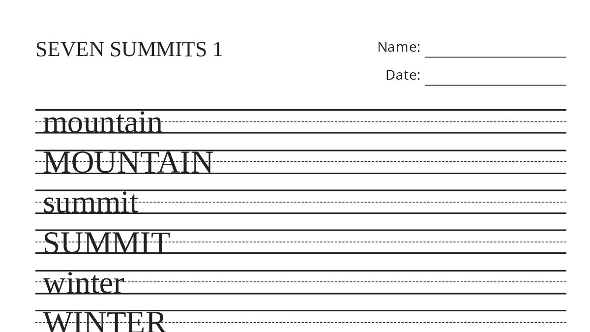 SEVEN SUMMITS 1 - My Worksheet Maker: Create Your Own Worksheets