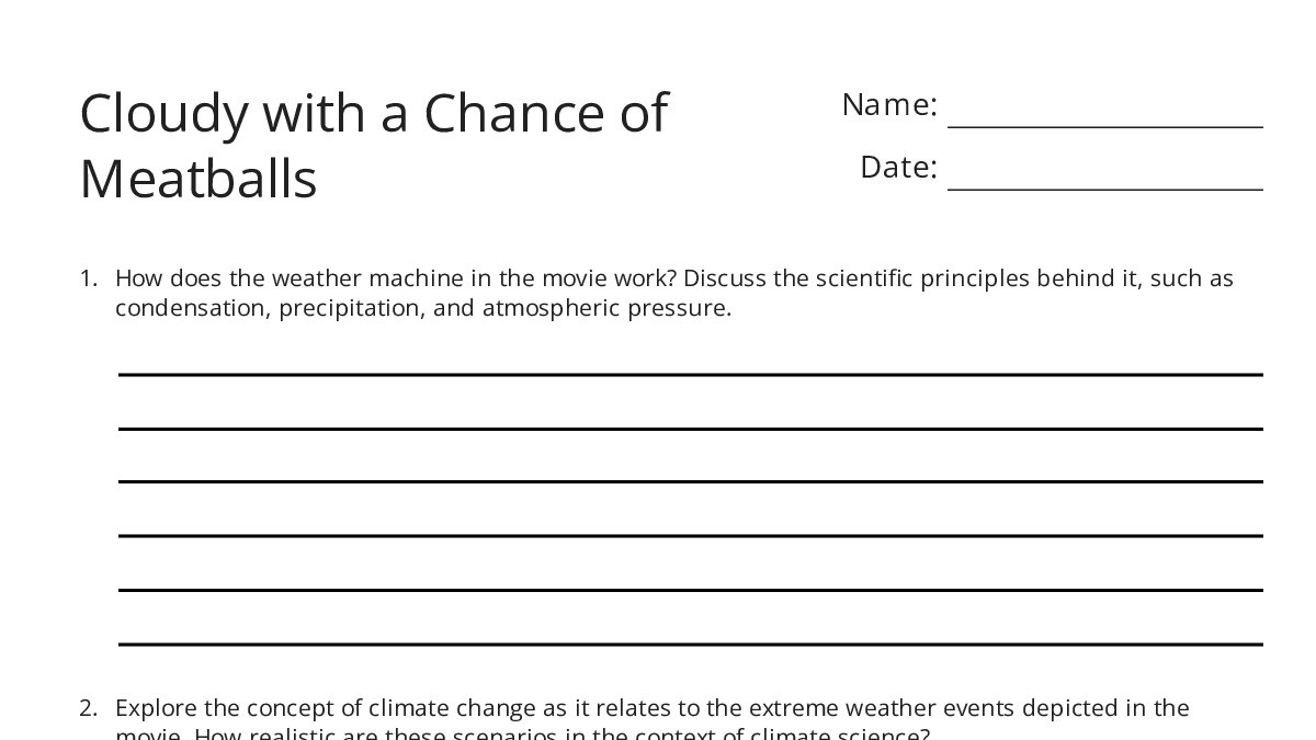 Cloudy with a Chance of Meatballs - My Worksheet Maker: Create Your Own ...