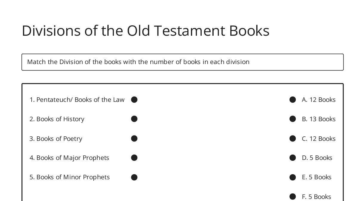 Divisions of the Old Testament Books - My Worksheet Maker: Create Your ...