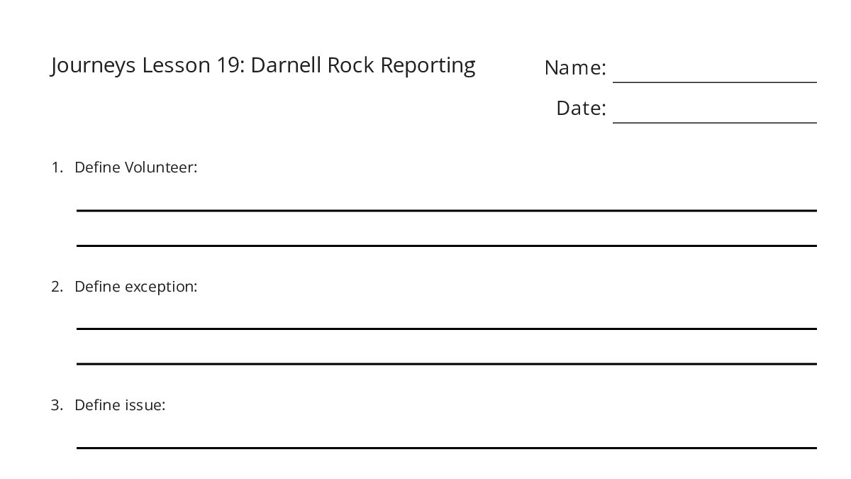 Journeys Lesson 19: Darnell Rock Reporting - My Worksheet Maker: Create ...