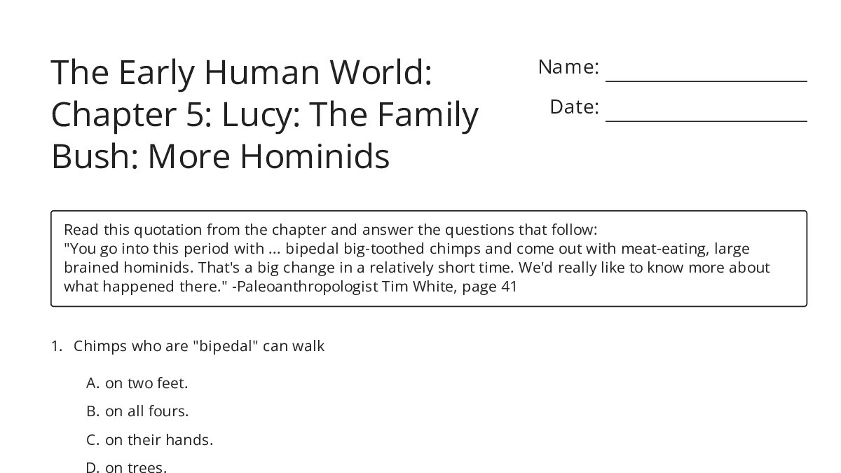 The Early Human World: Chapter 5: Lucy: The Family Bush: More Hominids ...