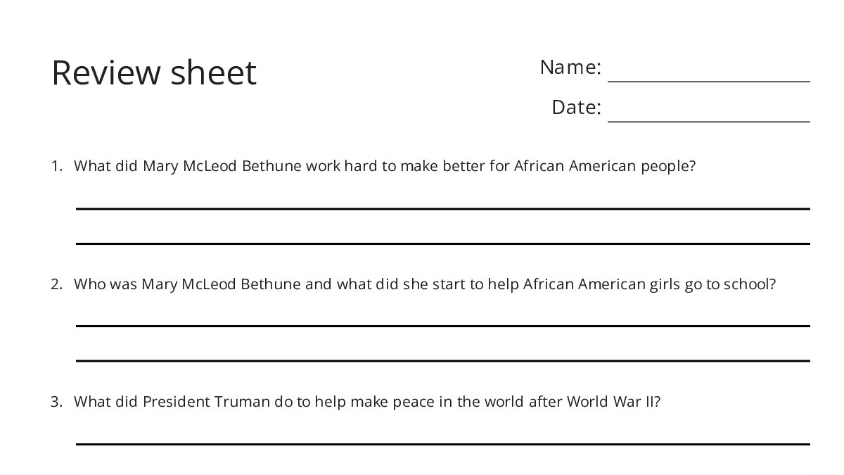 Review sheet - My Worksheet Maker: Create Your Own Worksheets