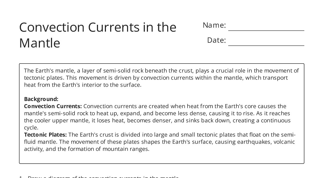 Convection Currents in the Mantle - My Worksheet Maker: Create Your Own ...