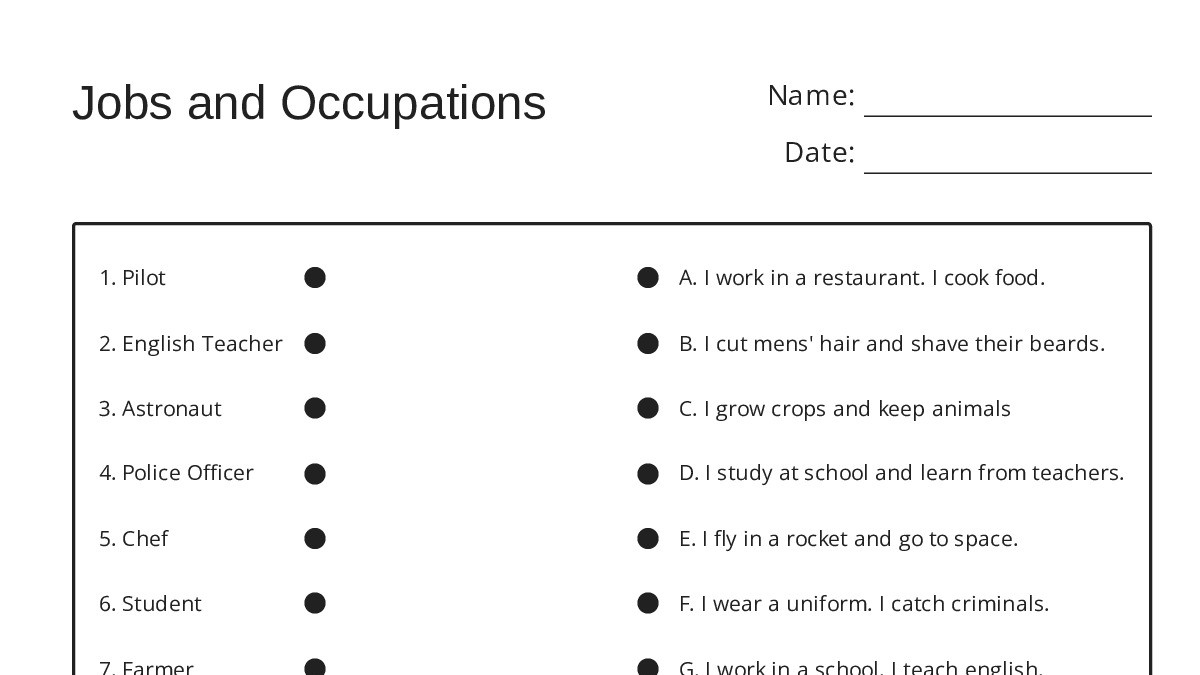 Jobs and Occupations - My Worksheet Maker: Create Your Own Worksheets