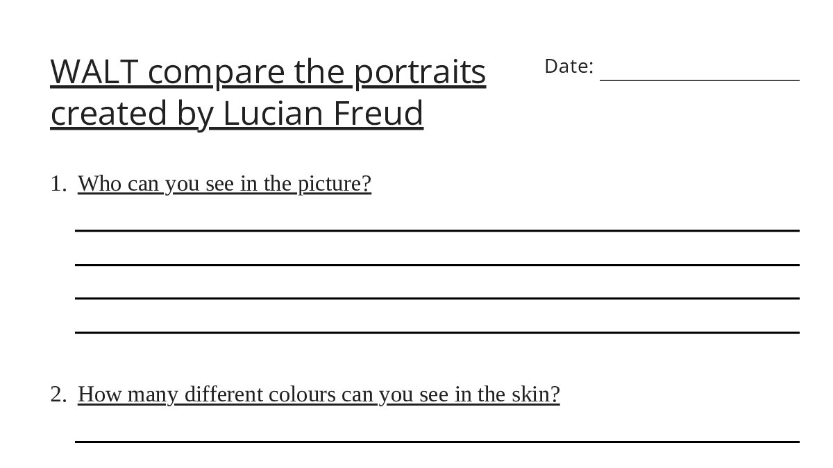 WALT compare the portraits created by Lucian Freud - My Worksheet Maker ...