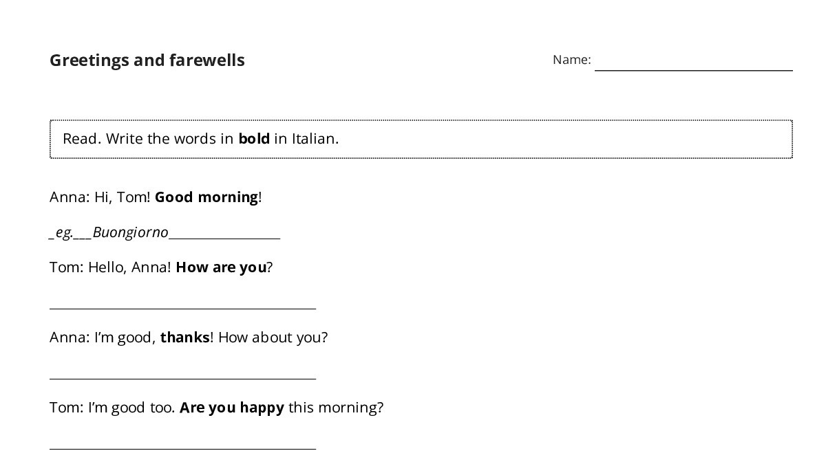 Greetings and farewells - My Worksheet Maker: Create Your Own Worksheets