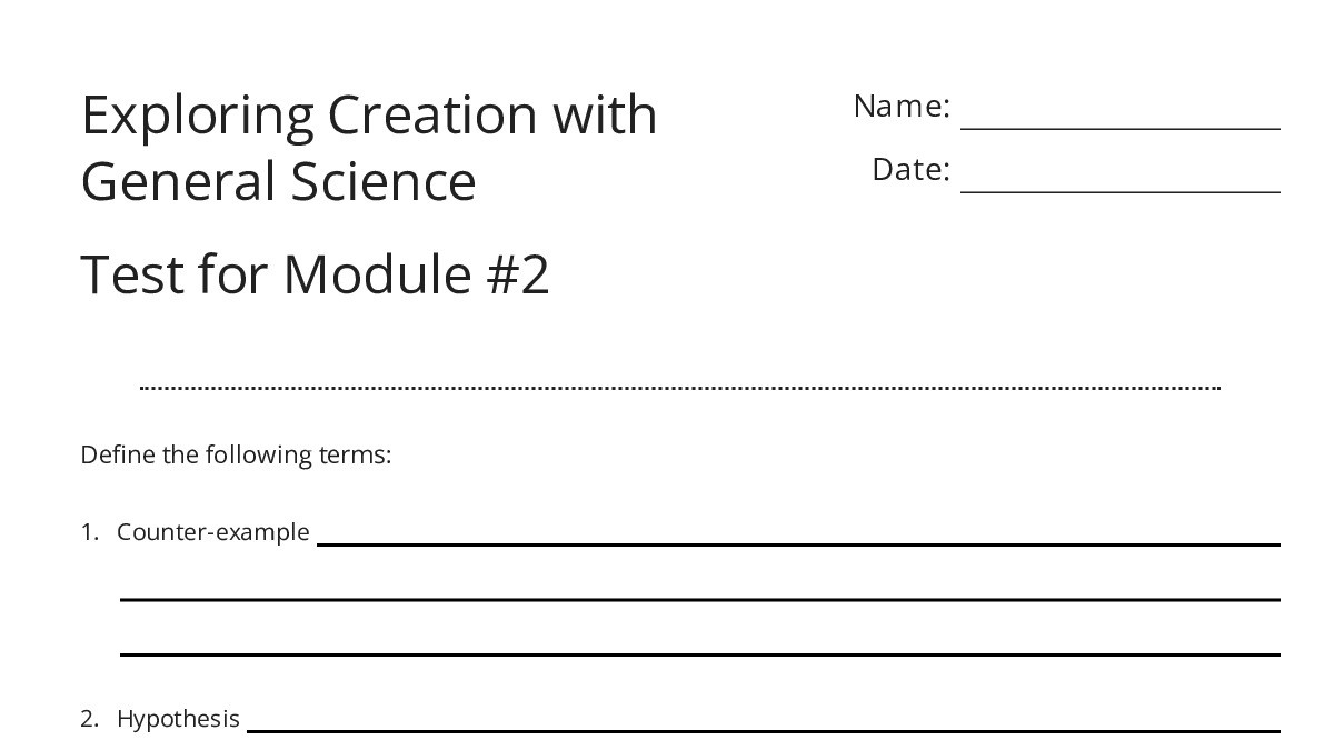 Exploring Creation with General Science Test for Module #2 - My ...