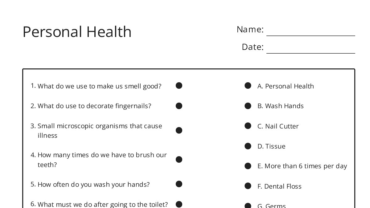 Personal Health - My Worksheet Maker: Create Your Own Worksheets