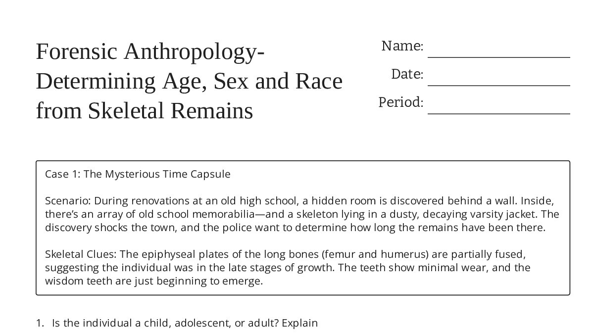 Forensic Anthropology- Determining Age, Sex and Race from Skeletal ...