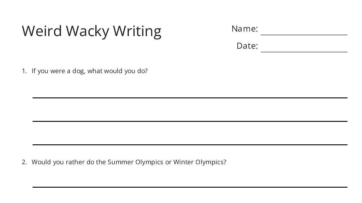 Weird Wacky Writing - My Worksheet Maker: Create Your Own Worksheets