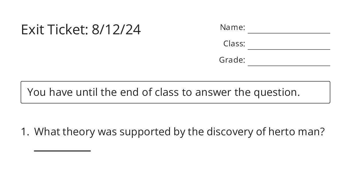 Exit Ticket: 8/12/24 - My Worksheet Maker: Create Your Own Worksheets