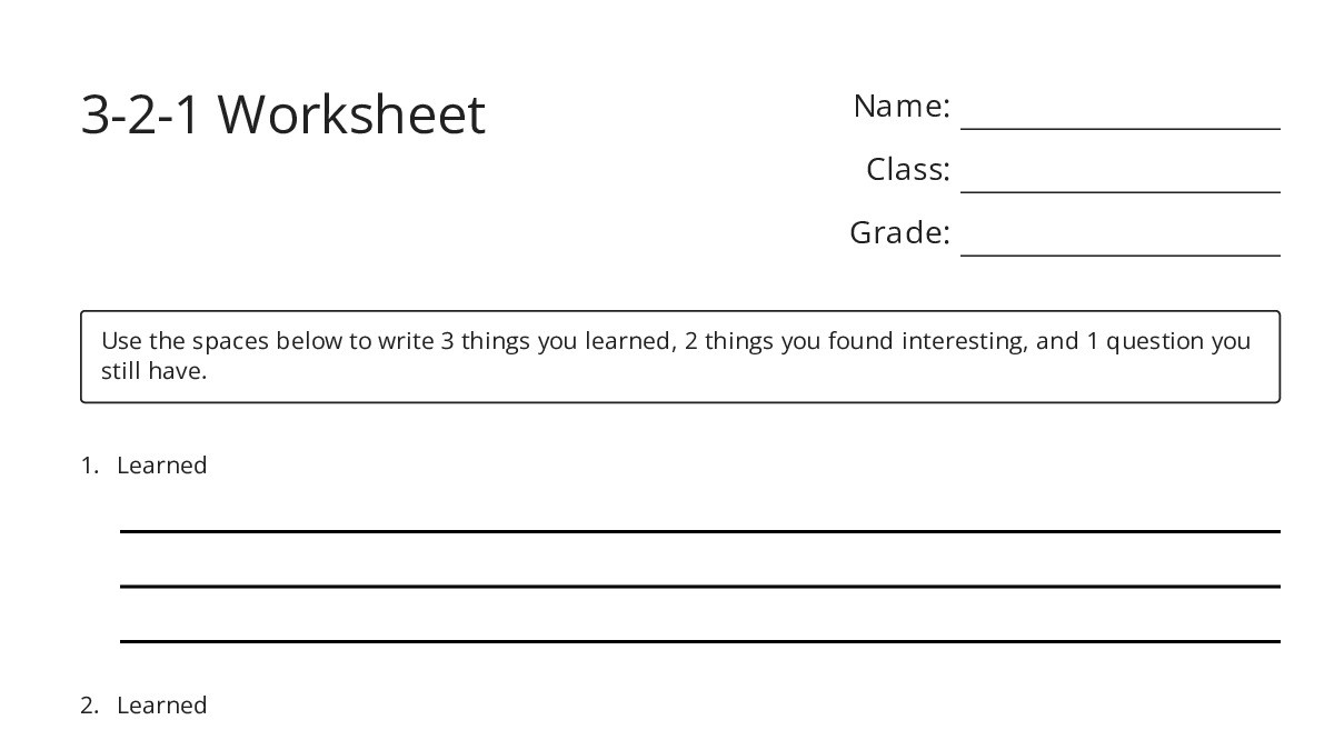 3-2-1 Worksheet - My Worksheet Maker: Create Your Own Worksheets