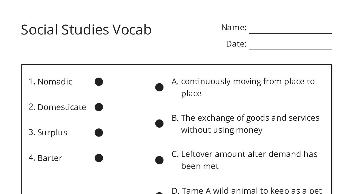 Social Studies Vocab - My Worksheet Maker: Create Your Own Worksheets
