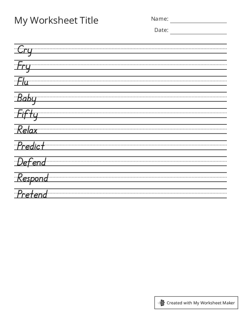 My Worksheet Title - My Worksheet Maker: Create Your Own Worksheets
