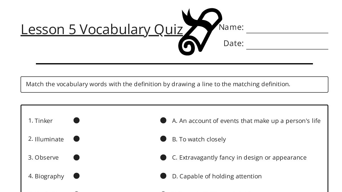Lesson 5 Vocabulary Quiz﻿﻿ - My Worksheet Maker: Create Your Own Worksheets