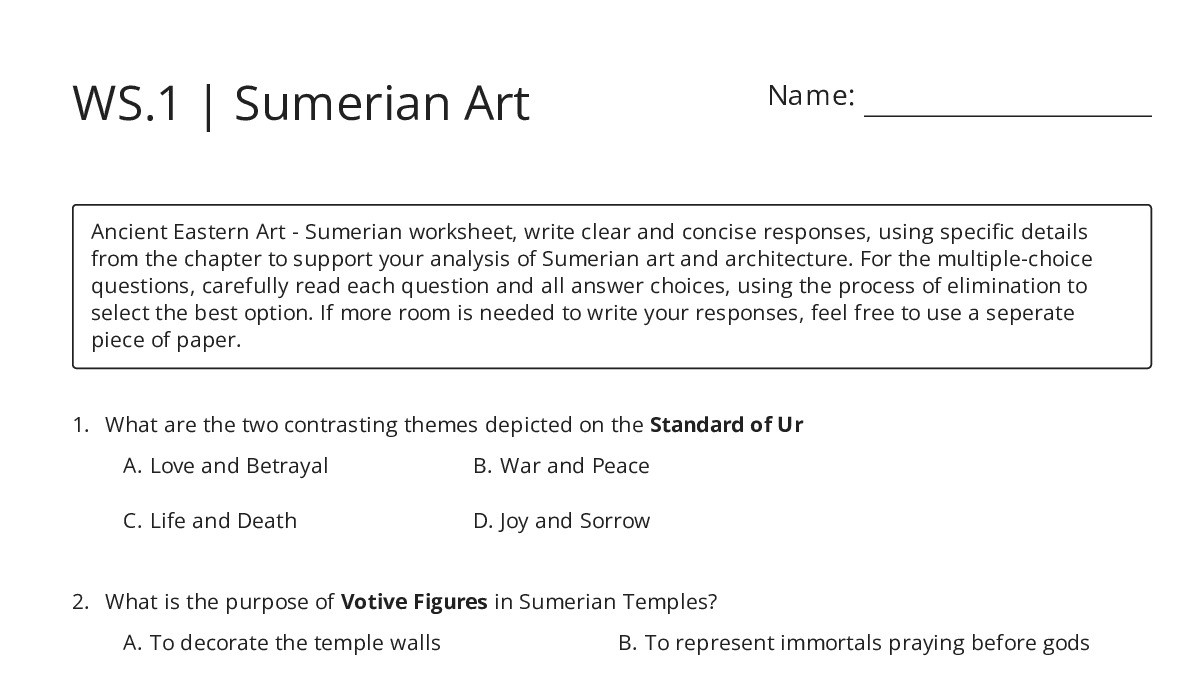 WS.1 | Sumerian Art - My Worksheet Maker: Create Your Own Worksheets