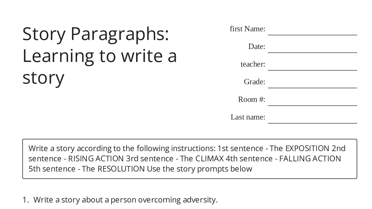 Story Paragraphs: Learning to write a story - My Worksheet Maker ...