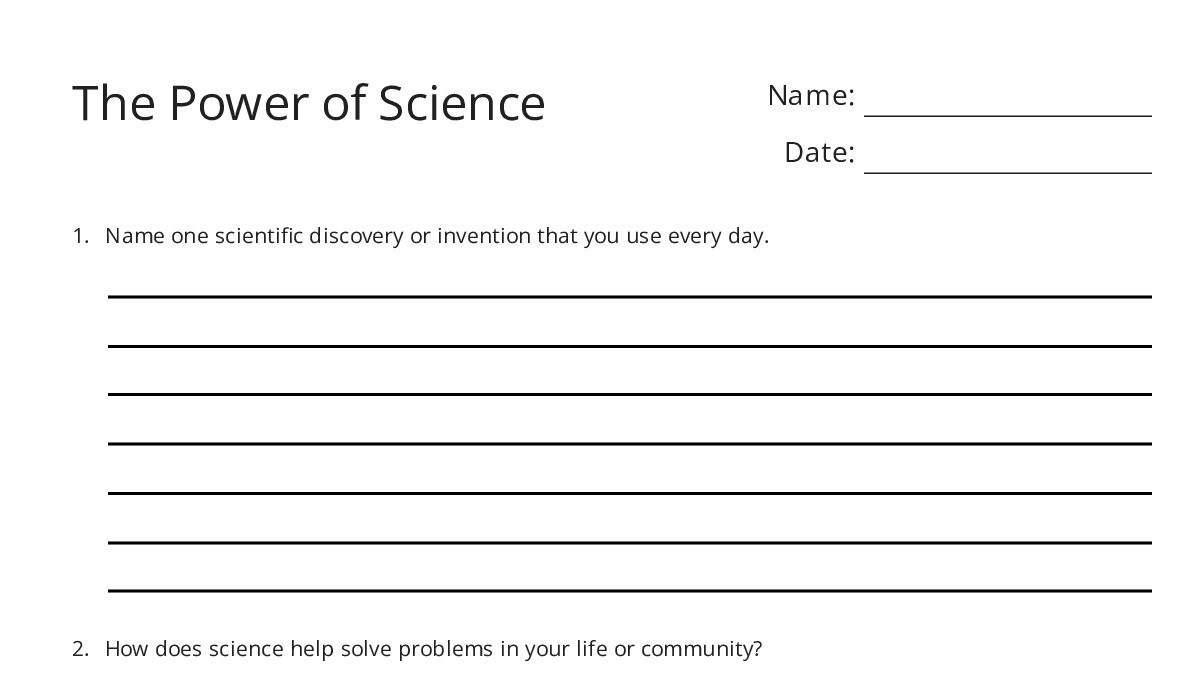 The Power of Science - My Worksheet Maker: Create Your Own Worksheets