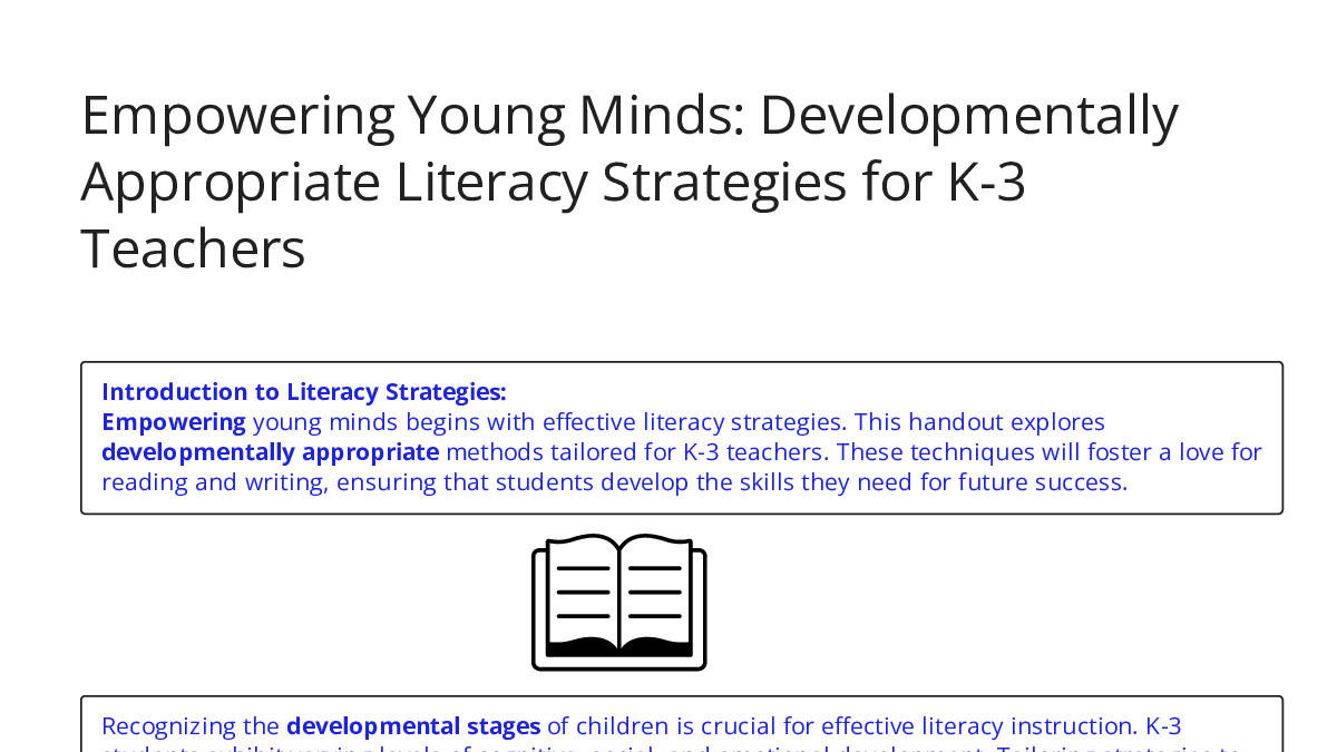Empowering Young Minds: Developmentally Appropriate Literacy Strategies ...