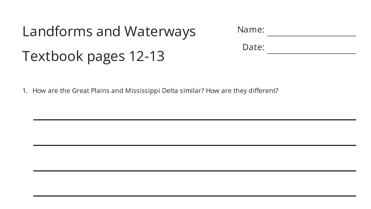 Landforms and Waterways Textbook pages 12-13 - My Worksheet Maker ...