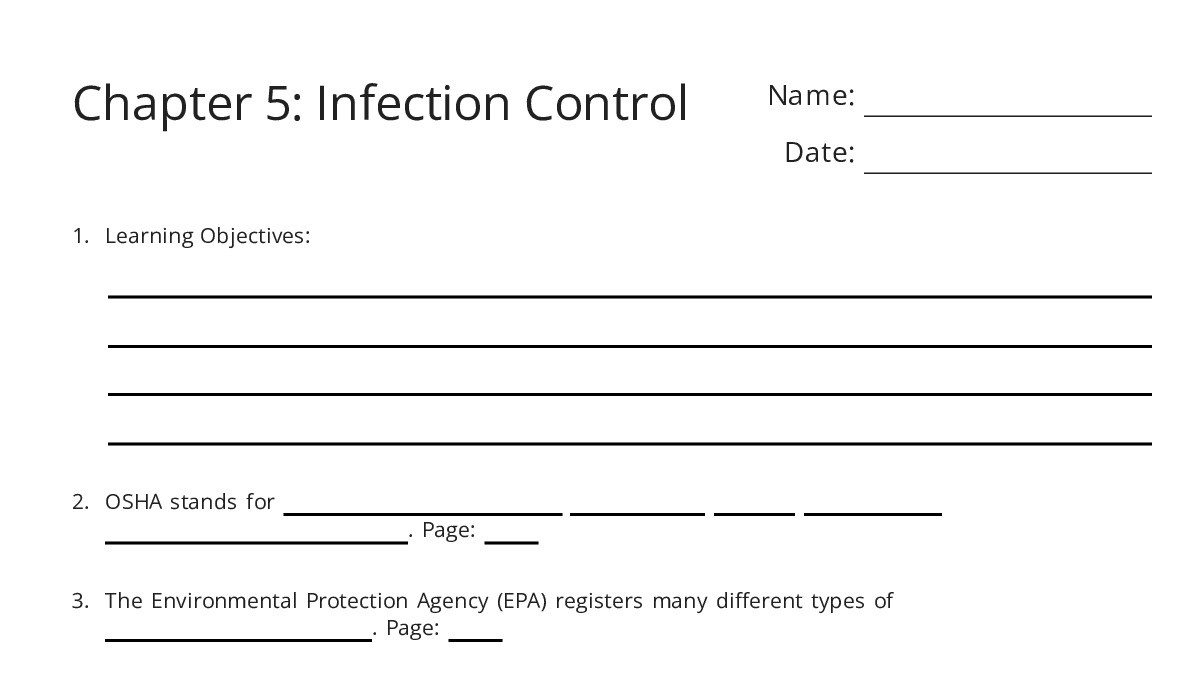 Chapter 5: Infection Control - My Worksheet Maker: Create Your Own ...