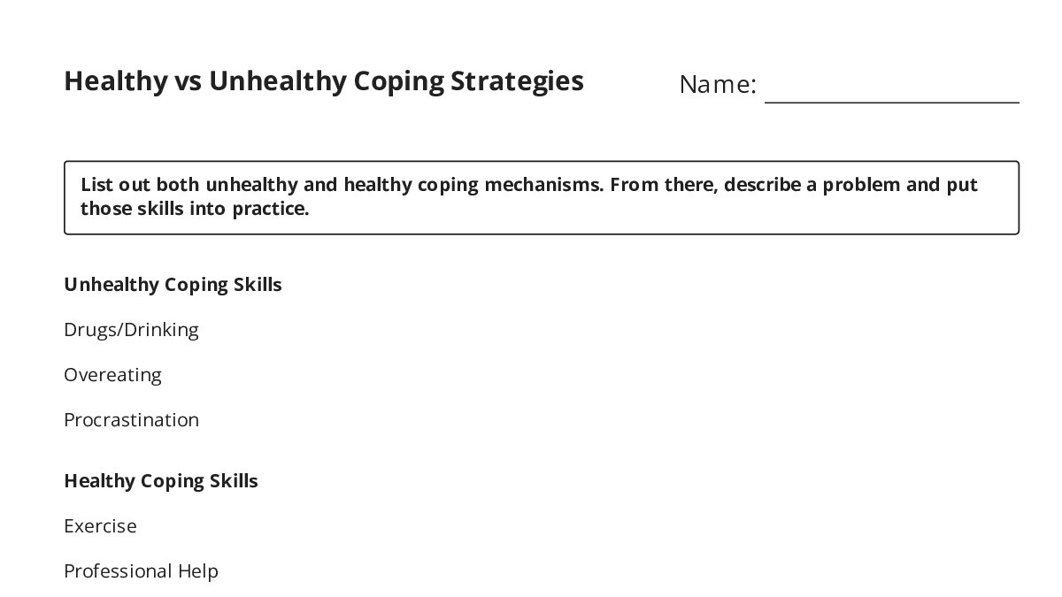 Healthy vs Unhealthy Coping Strategies - My Worksheet Maker: Create ...