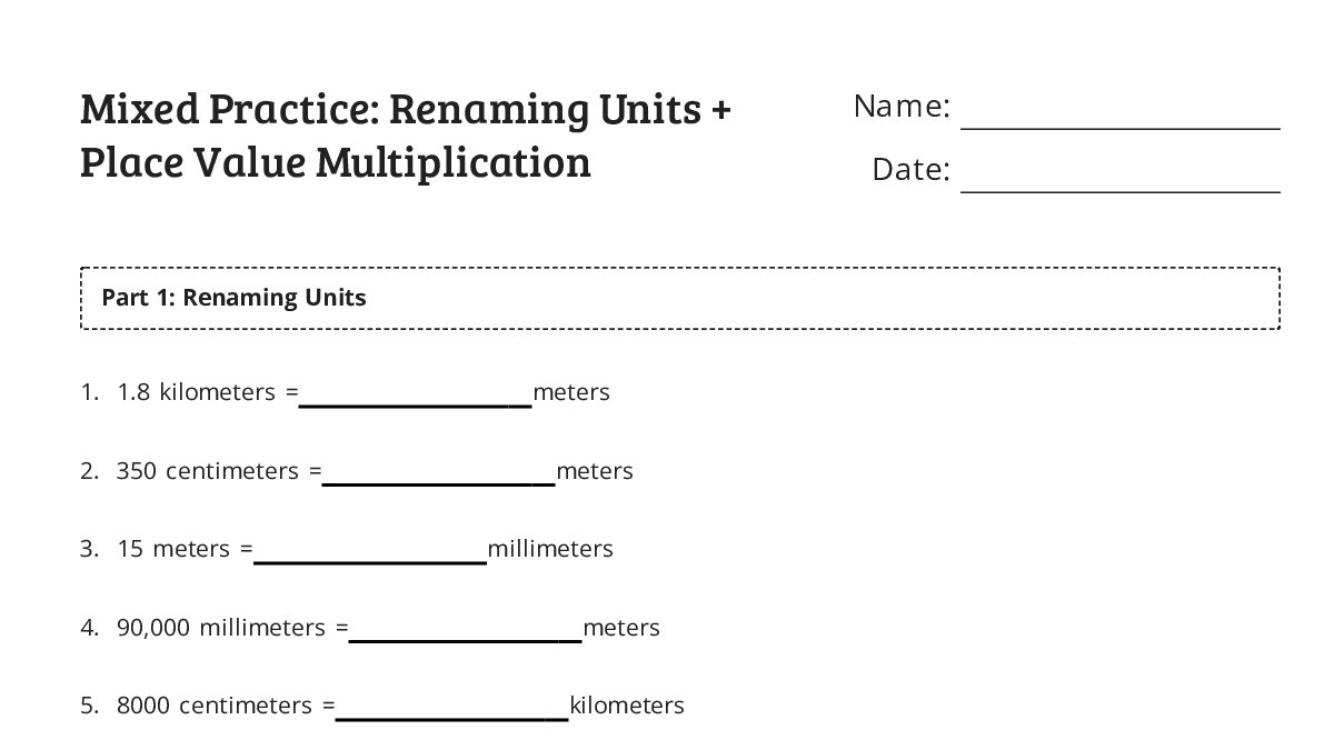 Mixed Practice: Renaming Units + Place Value Multiplication﻿ - My ...