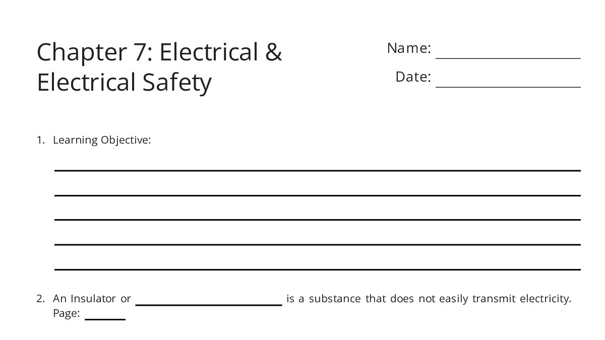 Chapter 7: Electrical & Electrical Safety - My Worksheet Maker: Create ...