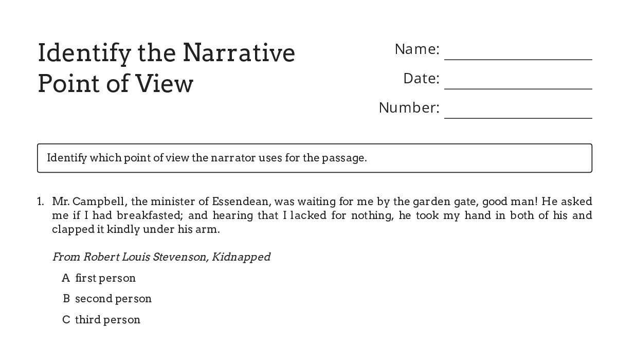Identify the Narrative Point of View - My Worksheet Maker: Create Your ...