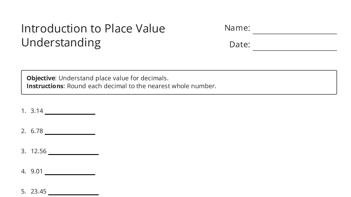 Introduction to Place Value Understanding - My Worksheet Maker: Create ...