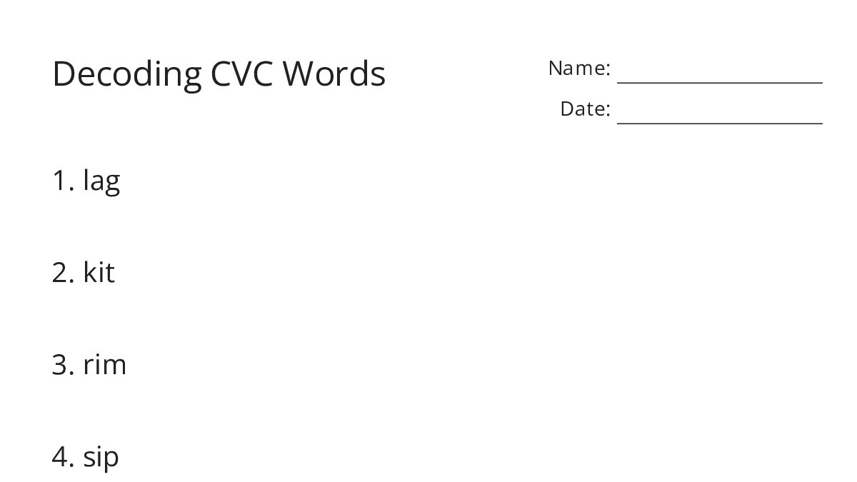 Decoding CVC Words - My Worksheet Maker: Create Your Own Worksheets
