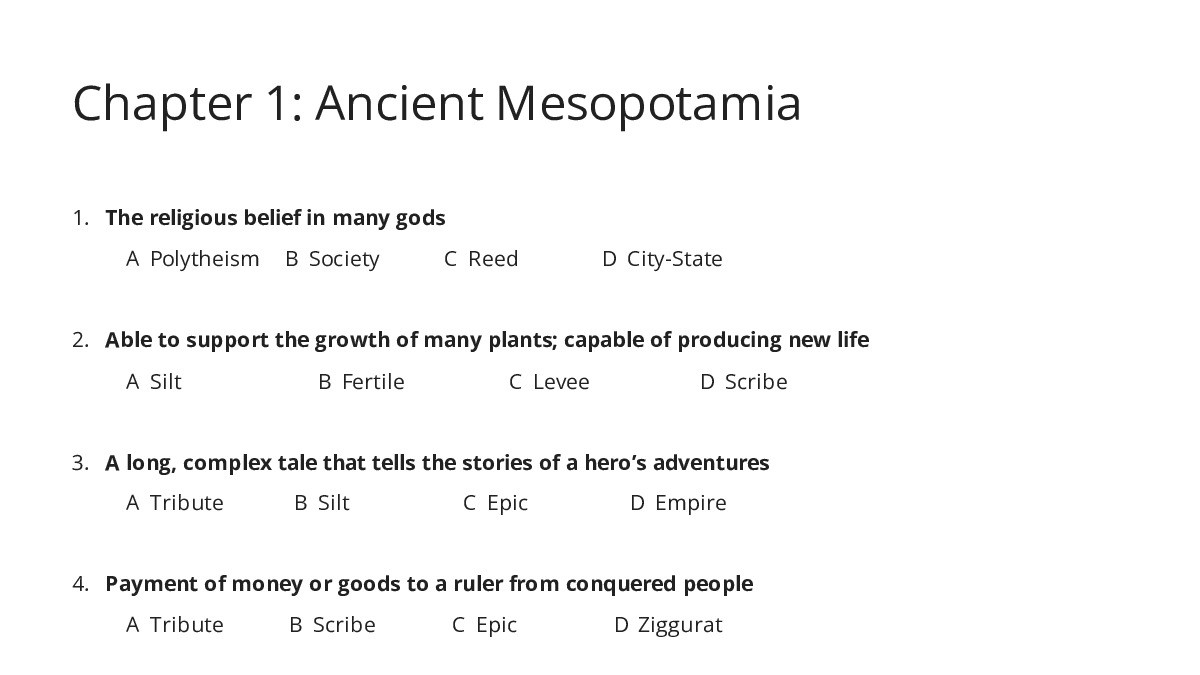 Chapter 1: Ancient Mesopotamia - My Worksheet Maker: Create Your Own ...