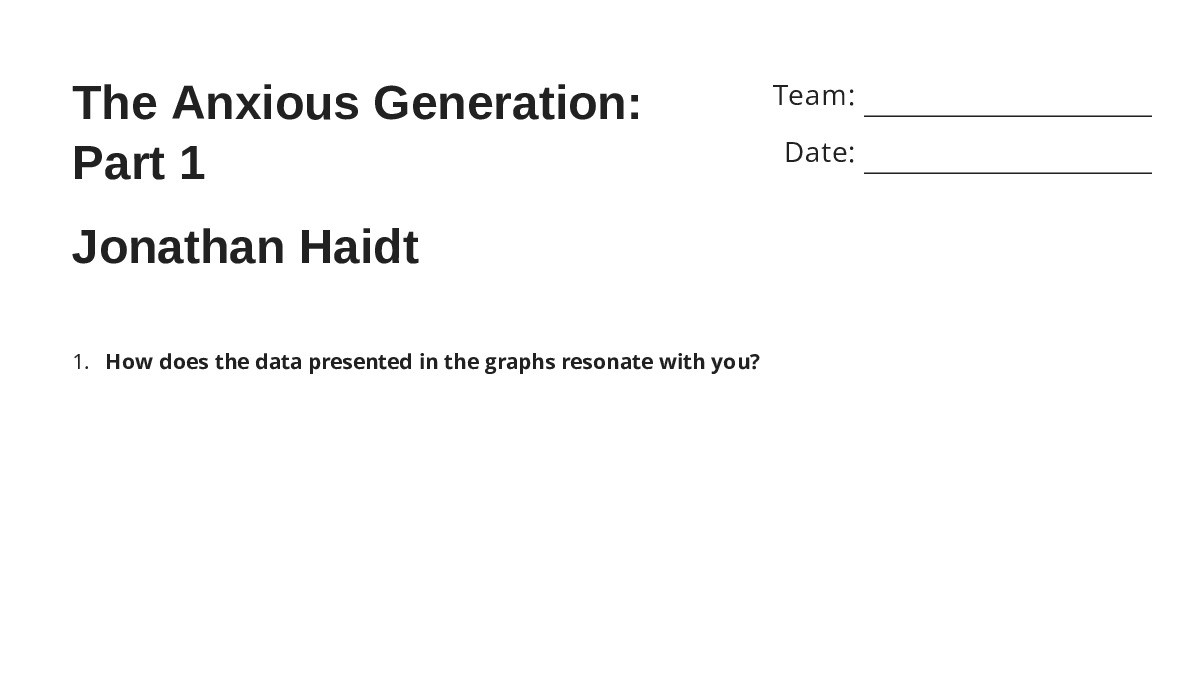 The Anxious Generation: Part 1 Jonathan Haidt - My Worksheet Maker ...