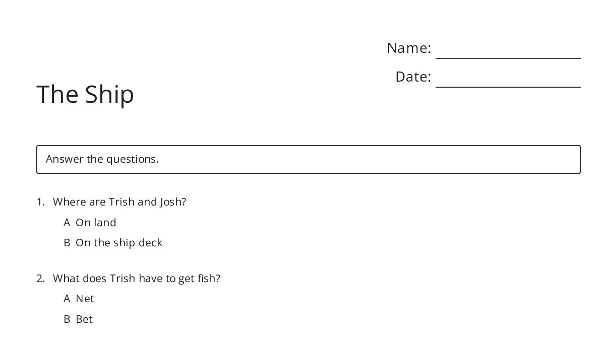 The Ship - My Worksheet Maker: Create Your Own Worksheets