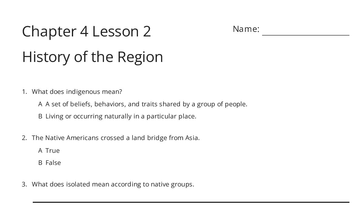 Chapter 4 Lesson 2 History of the Region - My Worksheet Maker: Create ...