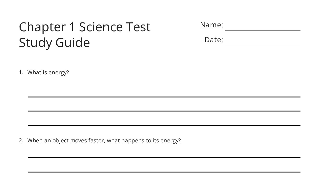Chapter 1 Science Test Study Guide - My Worksheet Maker: Create Your ...