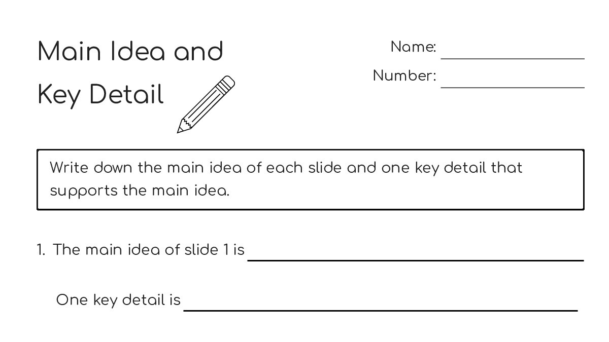 Main Idea and Key Detail - My Worksheet Maker: Create Your Own Worksheets