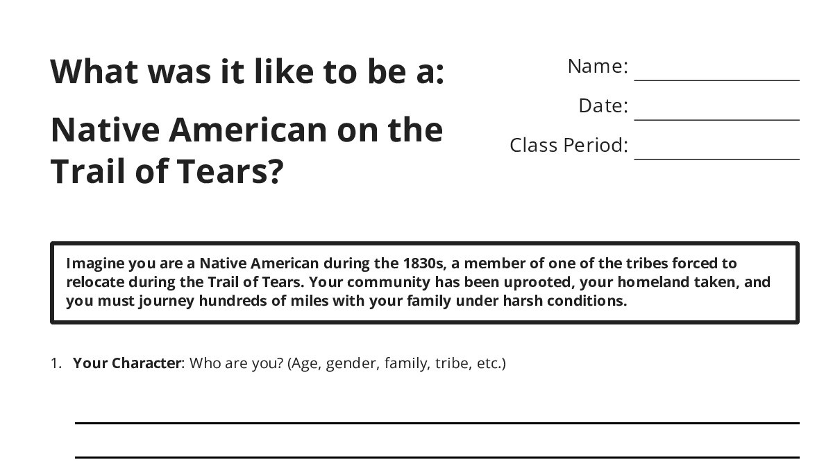 What was it like to be a: Native American on the Trail of Tears? - My ...
