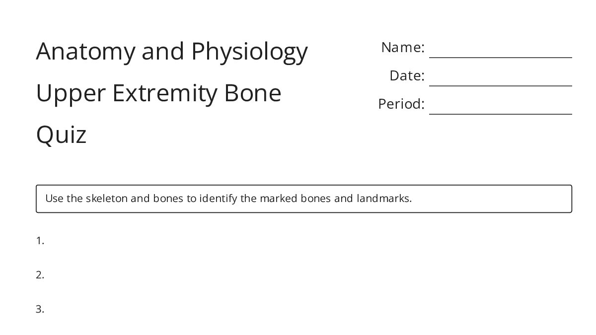 Anatomy and Physiology Upper Extremity Bone Quiz - My Worksheet Maker ...