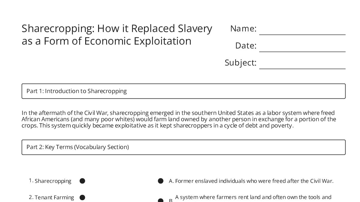 Sharecropping: How it Replaced Slavery as a Form of Economic ...
