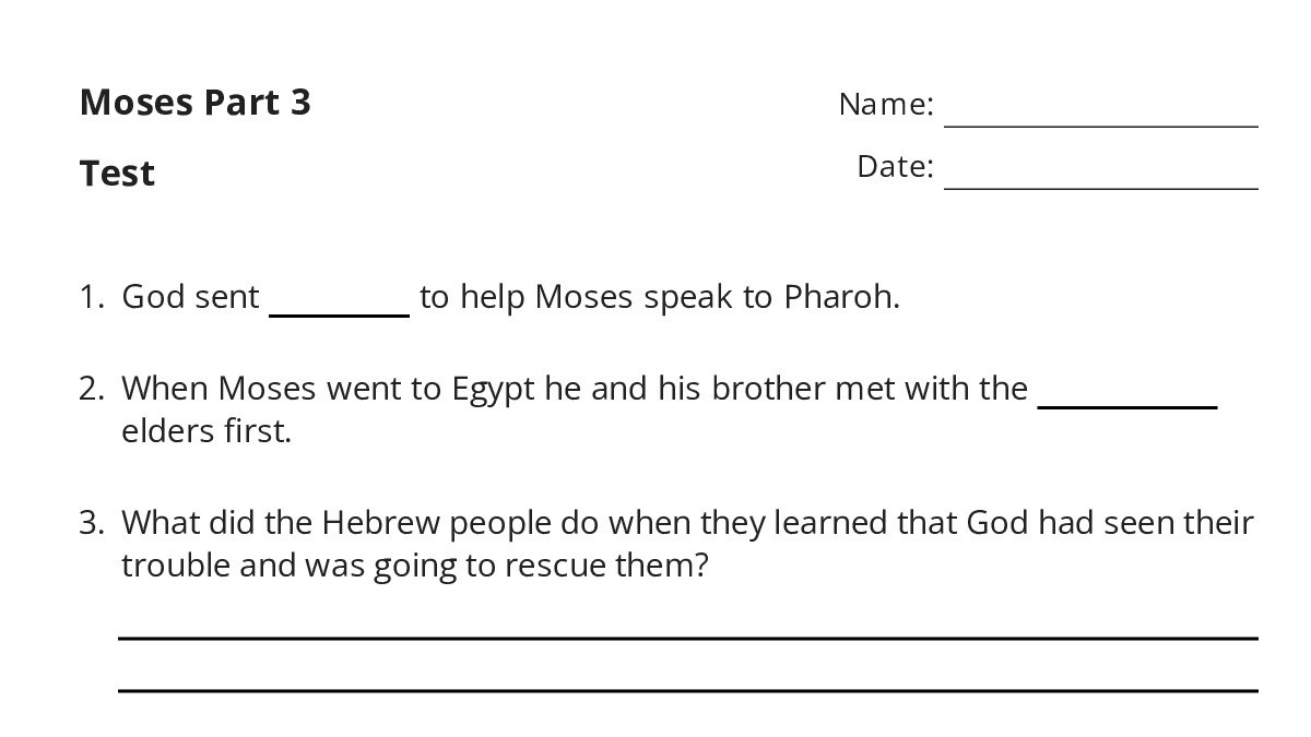 Moses Part 3 Test - My Worksheet Maker: Create Your Own Worksheets
