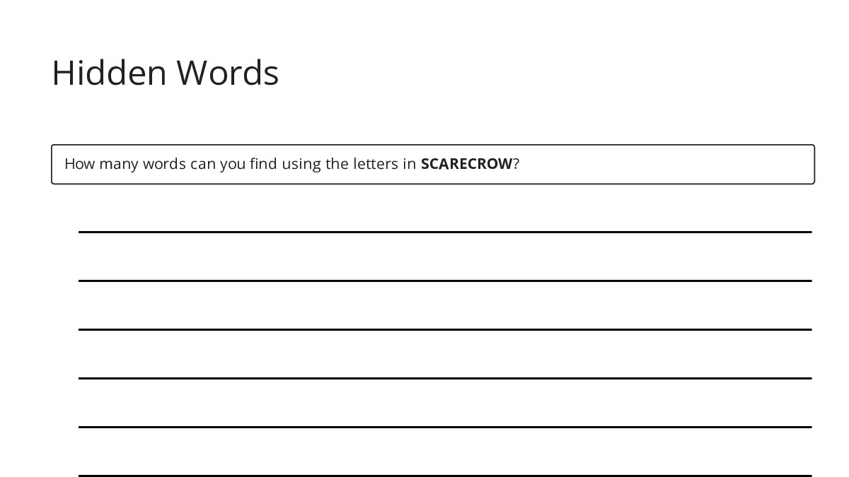 Hidden Words - My Worksheet Maker: Create Your Own Worksheets
